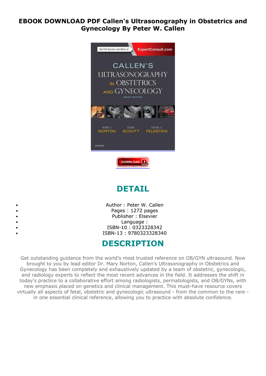 EBOOK DOWNLOAD PDF Callen's Ultrasonography in Obstetrics an by ...