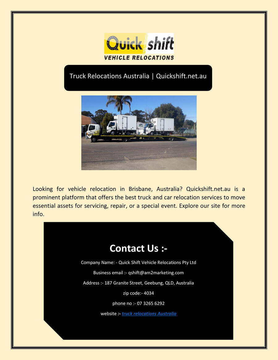 Truck Relocations Australia | Quickshift.net.au... - Flipsnack