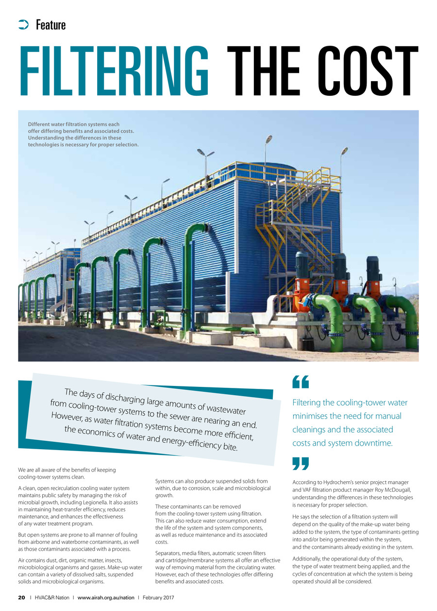 Cooling tower filtration editorial HydroChem HVAC by HydroChem - Flipsnack