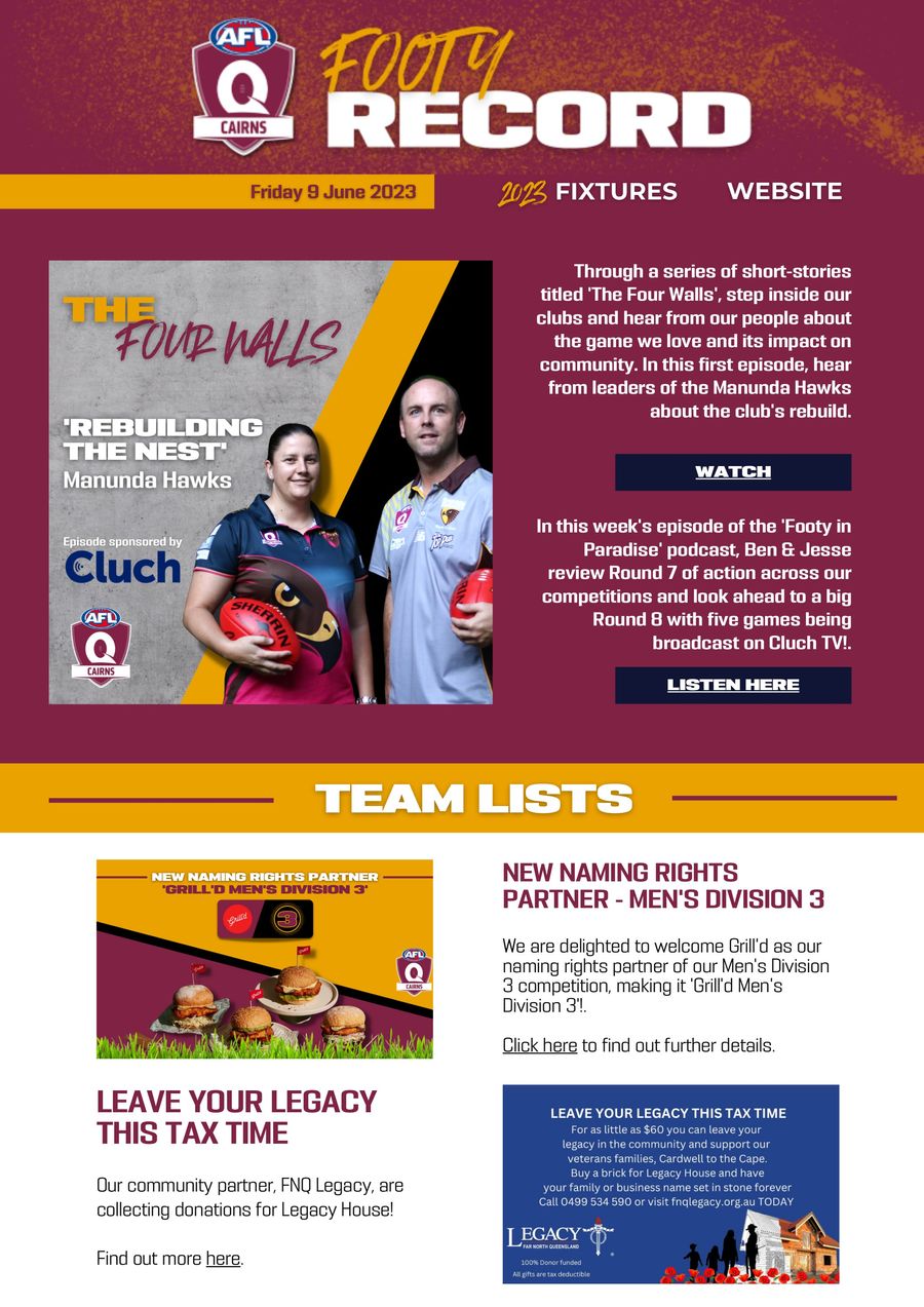 Footy Record - Friday 9 June 2023 by AFLCairns - Flipsnack