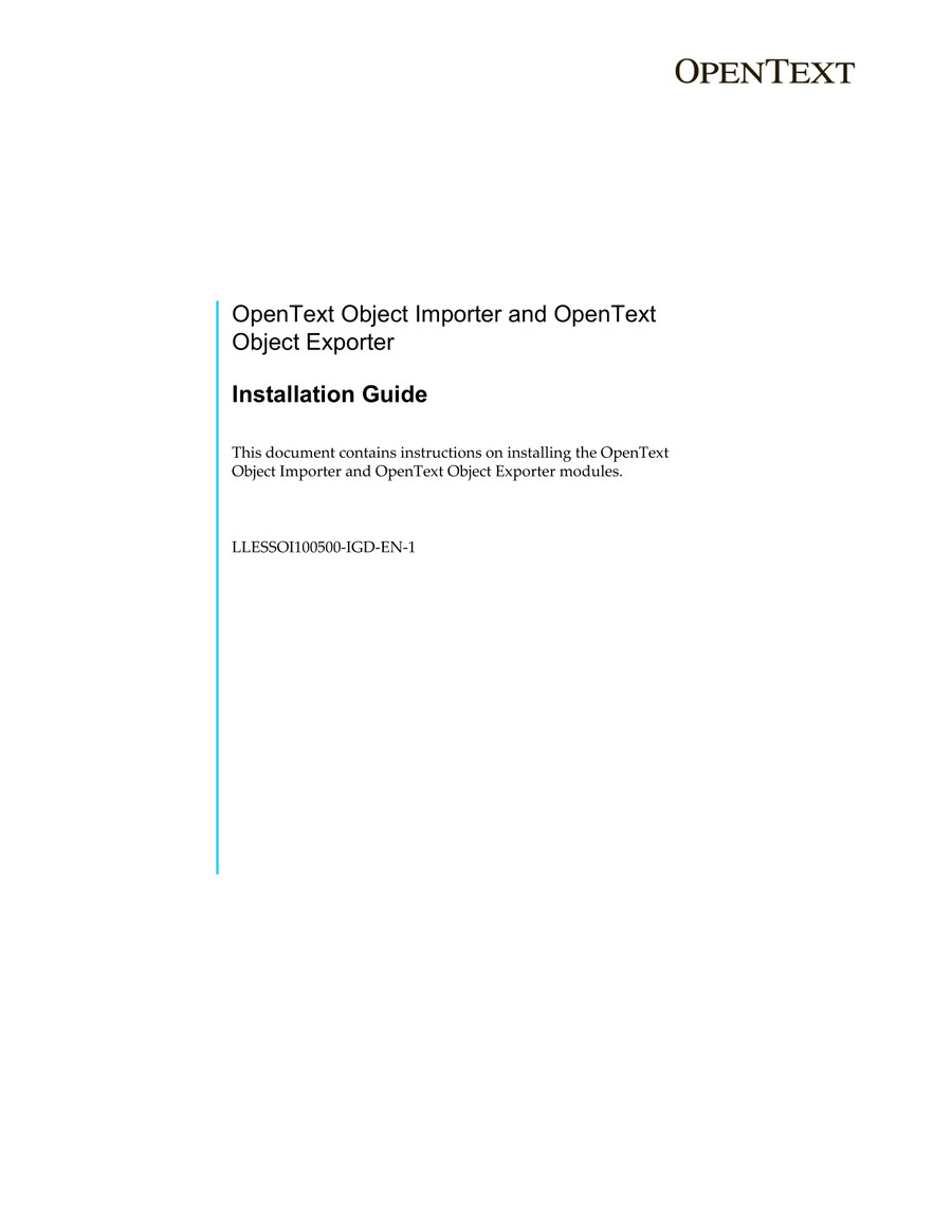 OpenText Object Importer and OpenText Object Exporter 10.5.0 by Warren ...