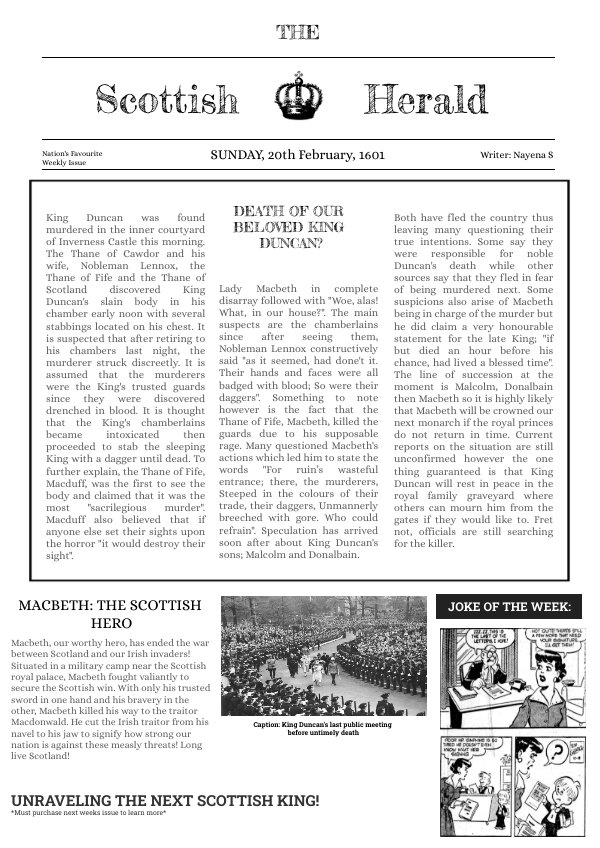 Macbeth Newspaper Assignment by Nina - Flipsnack