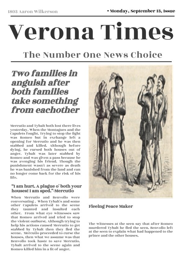 Romeo and Juliet Newspaper by Aaron... - Flipsnack