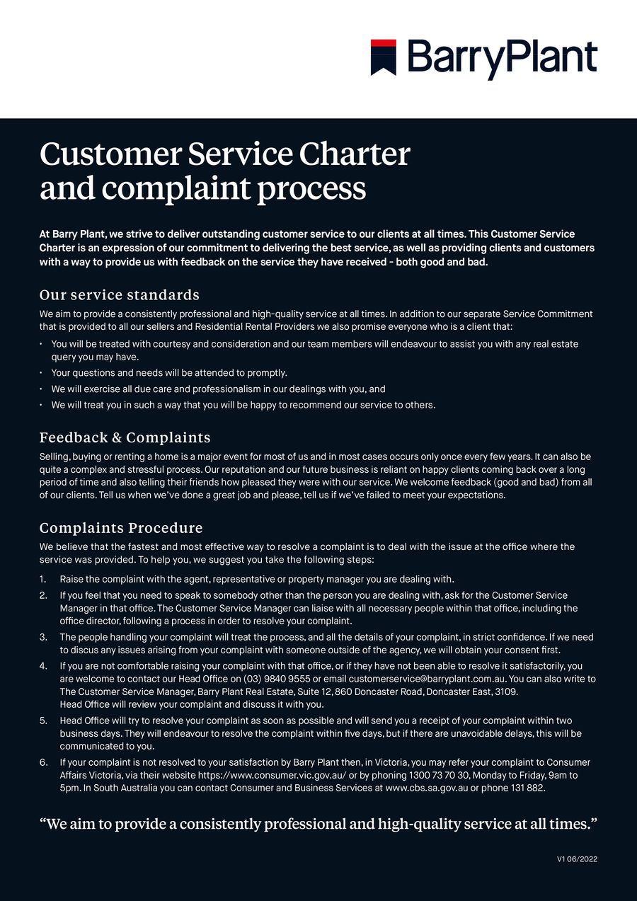 Customer Service Charter 2022 by Barry Plant - Flipsnack