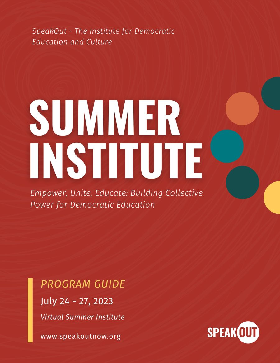 SpeakOut Summer Institute Program 2023 by SpeakOut Now - Flipsnack