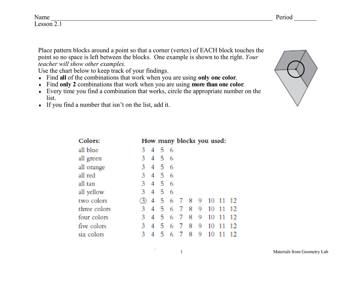 DG Lesson 2.1 pattern block and angles by Roger Gemberling - Flipsnack