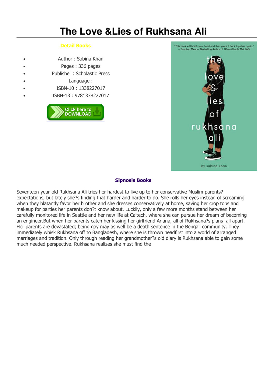 PDF Download The Love & Lies of Rukhsana Ali by UttaYashodauu21 - Flipsnack PDF Download The Love & Lies of Rukhsana Ali by UttaYashodauu21 - Flipsnack