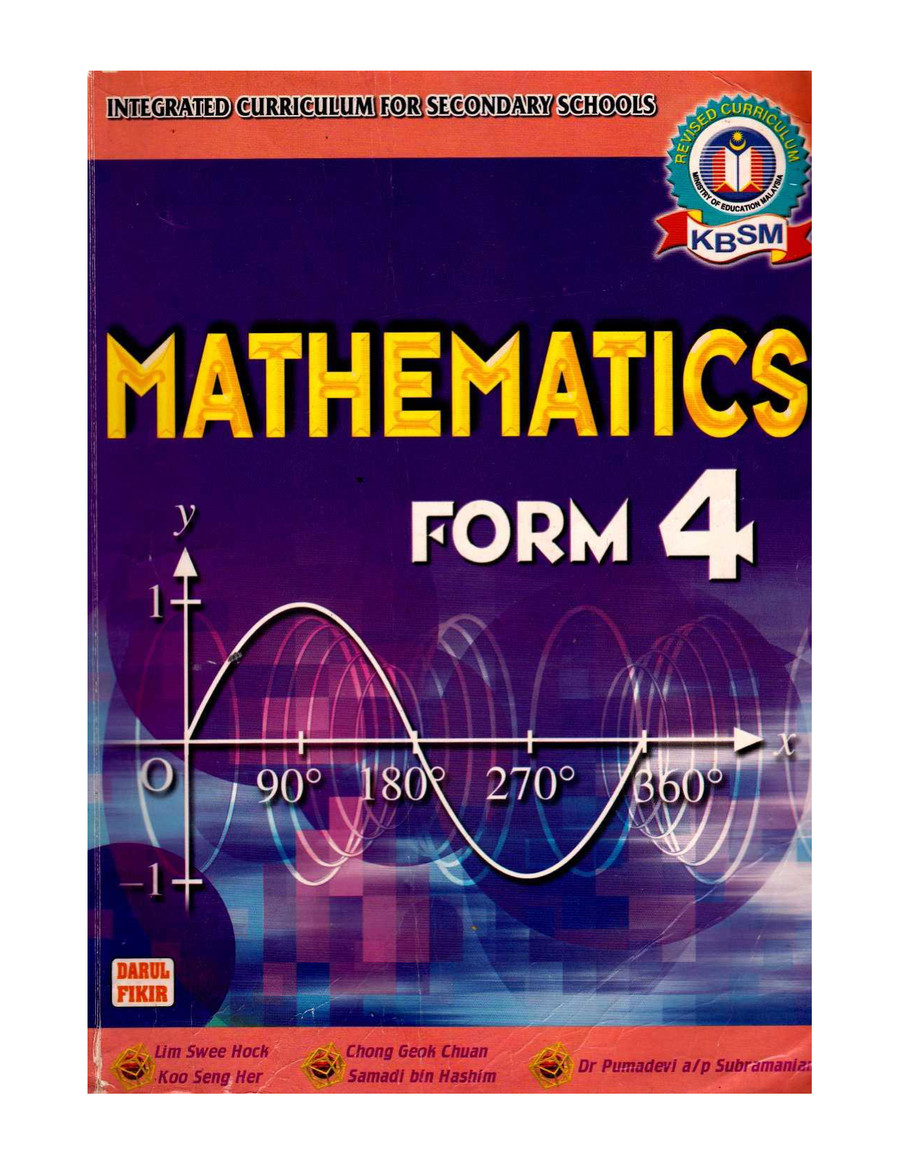 Form 4 Matematik Tambahan Textbook