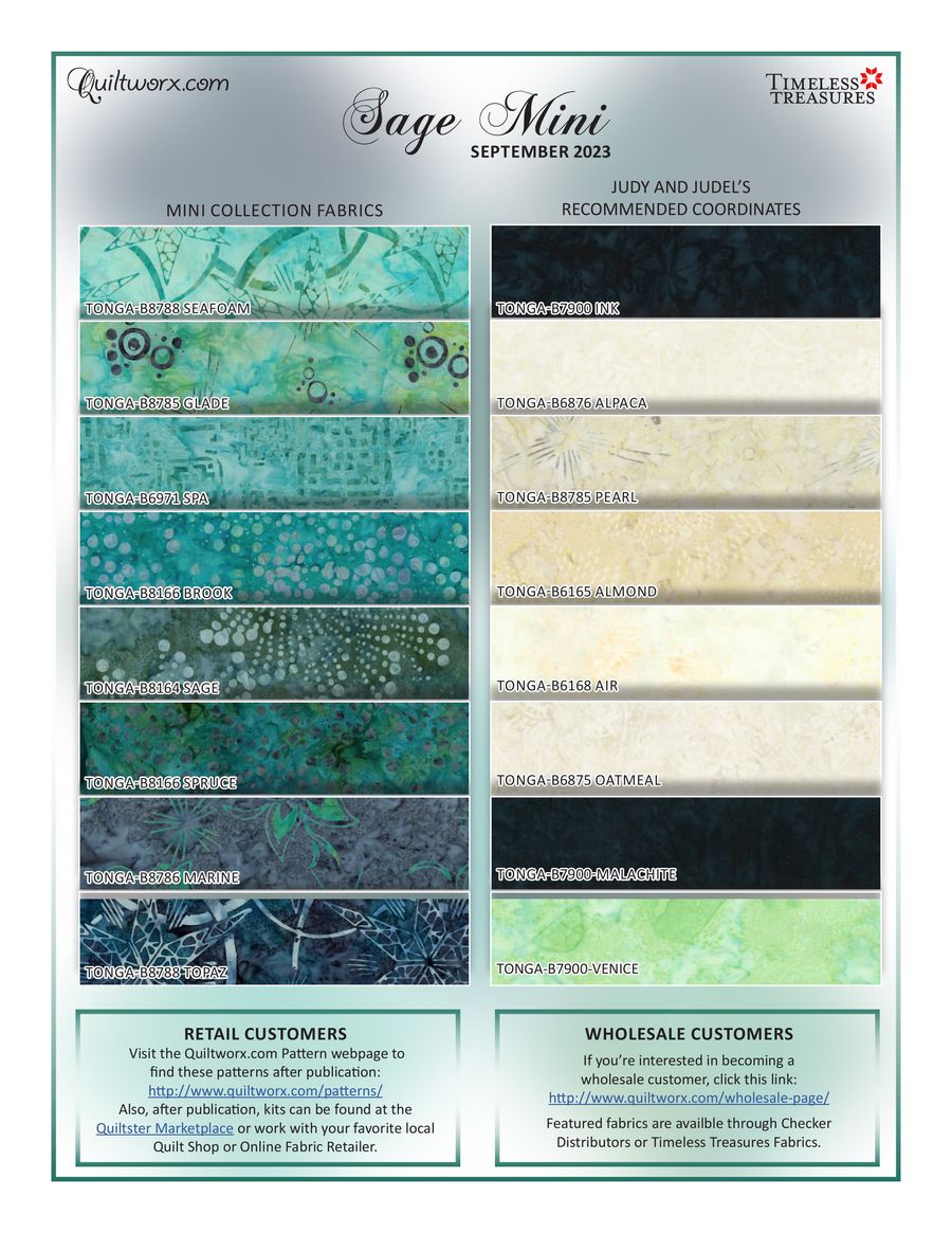 Sage Mini Collection 2023 Marketing Booklet by Quiltworx.com - Flipsnack