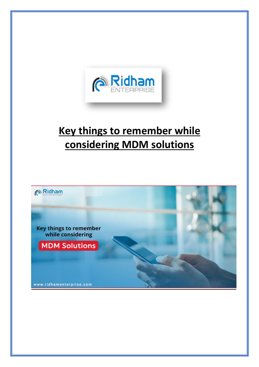 Things to Know While Implementing MDM Solution by Ridham Shah - Flipsnack