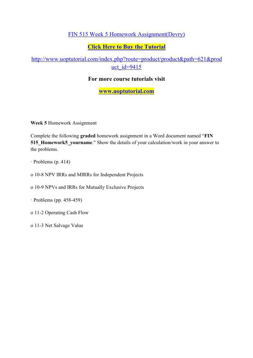 FIN 515 Week 5 Homework Assignment by anvi123 - Flipsnack