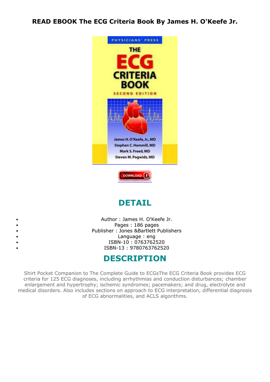 READ EBOOK The ECG Criteria Book By James H. O'Keefe Jr. by bignoyestu ...