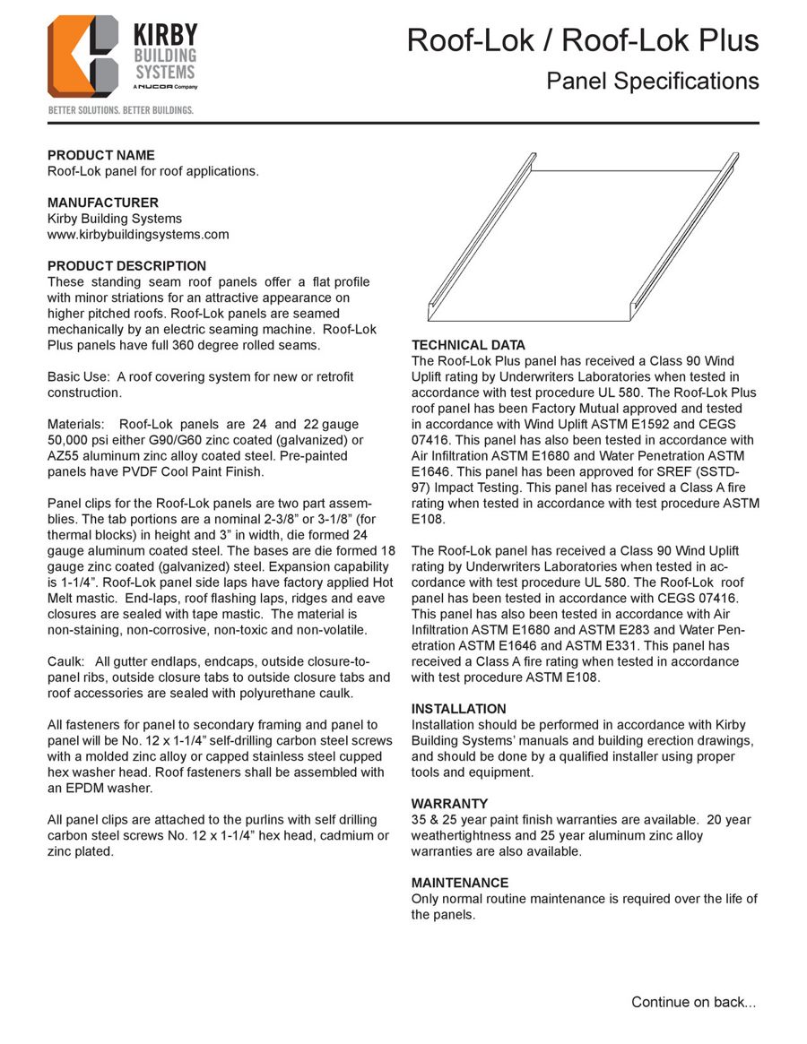 Roof-Lok/Roof-Lok Plus Panel Specs by kirbybuildingsystems - Flipsnack