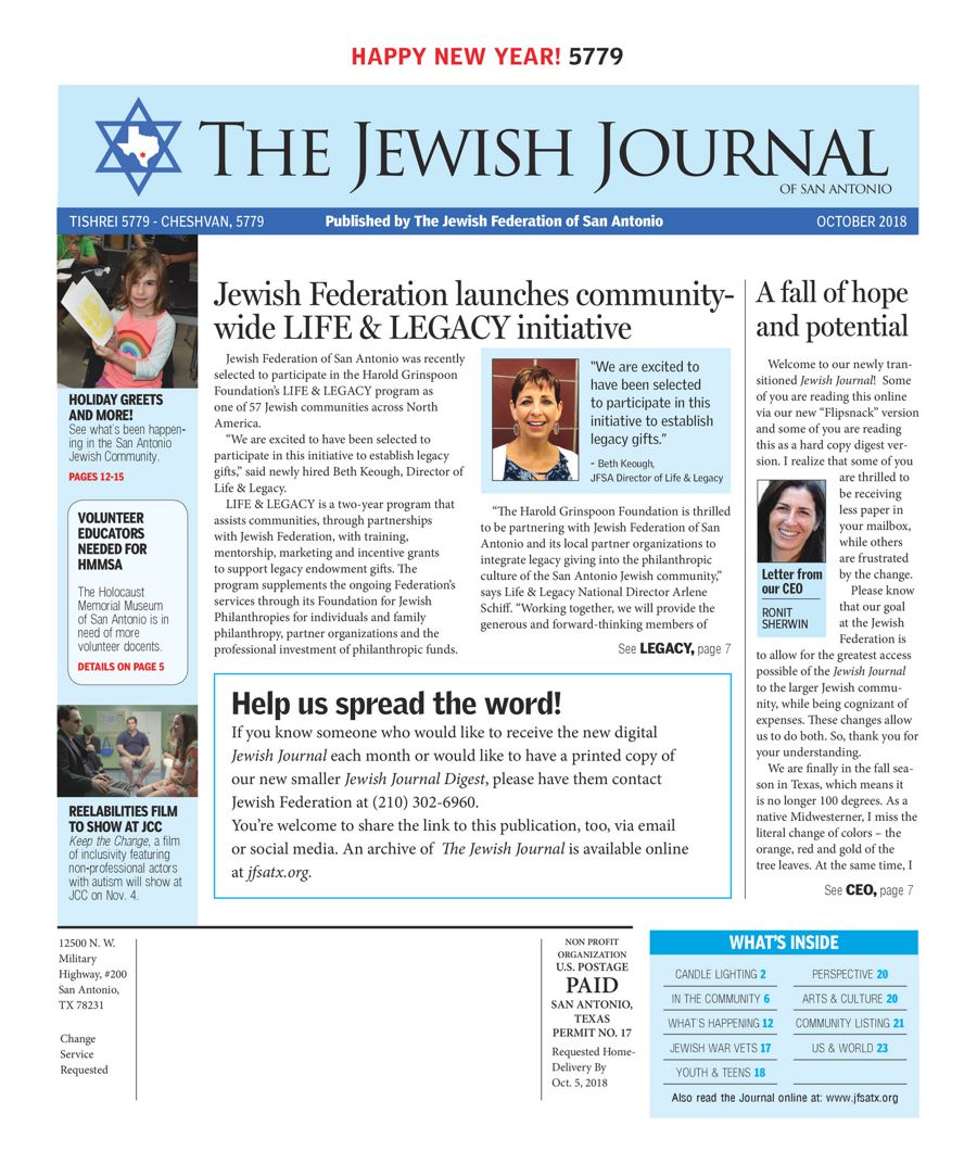 Jewish Journal of San Antonio Oct.2018 by Jewish... - Flipsnack