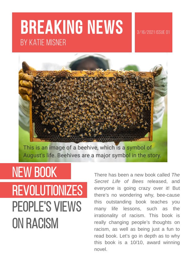 The Secret Life of Bees Newspaper by Katie Misner - Flipsnack