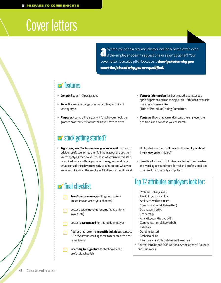 Career Handbook 2020-21Cover Letters by MSU Career... - Flipsnack