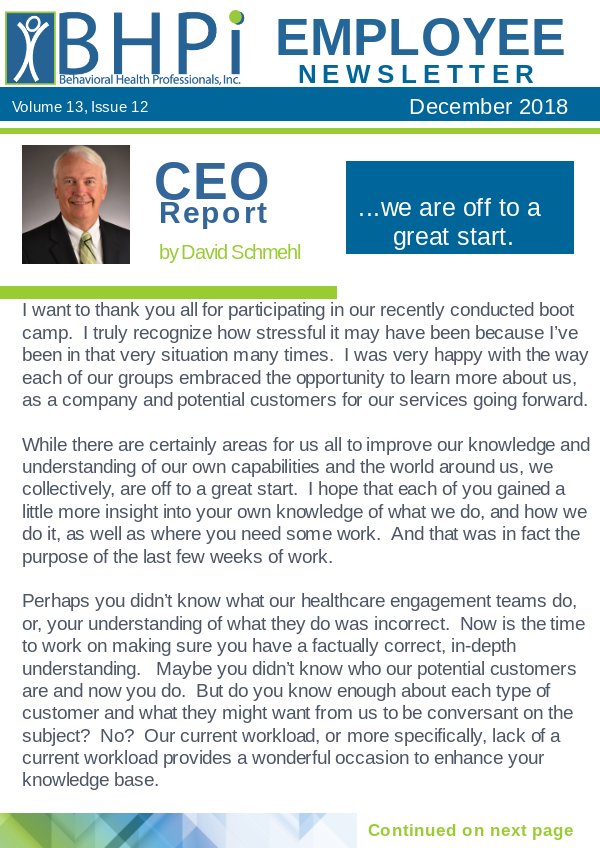 December 2018 Employee Newsletter by BHPI - Flipsnack