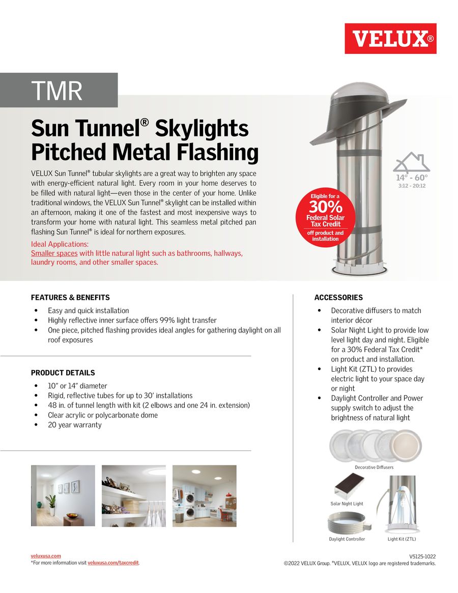TMR Sun Tunnel Sales Sheet by VELUX Skylights