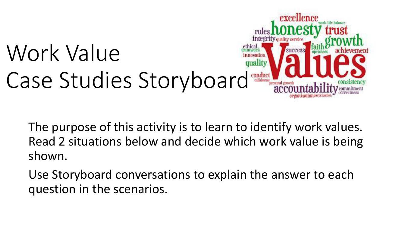 Work Value Case Studies Storyboard by Angela Bateman - Flipsnack