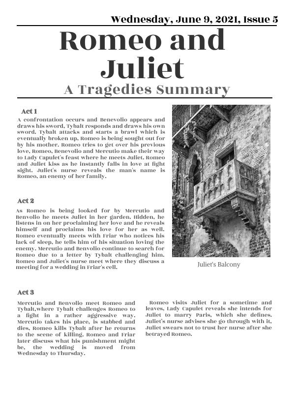 Romeo and Juliet Newspaper by David Honore - Flipsnack