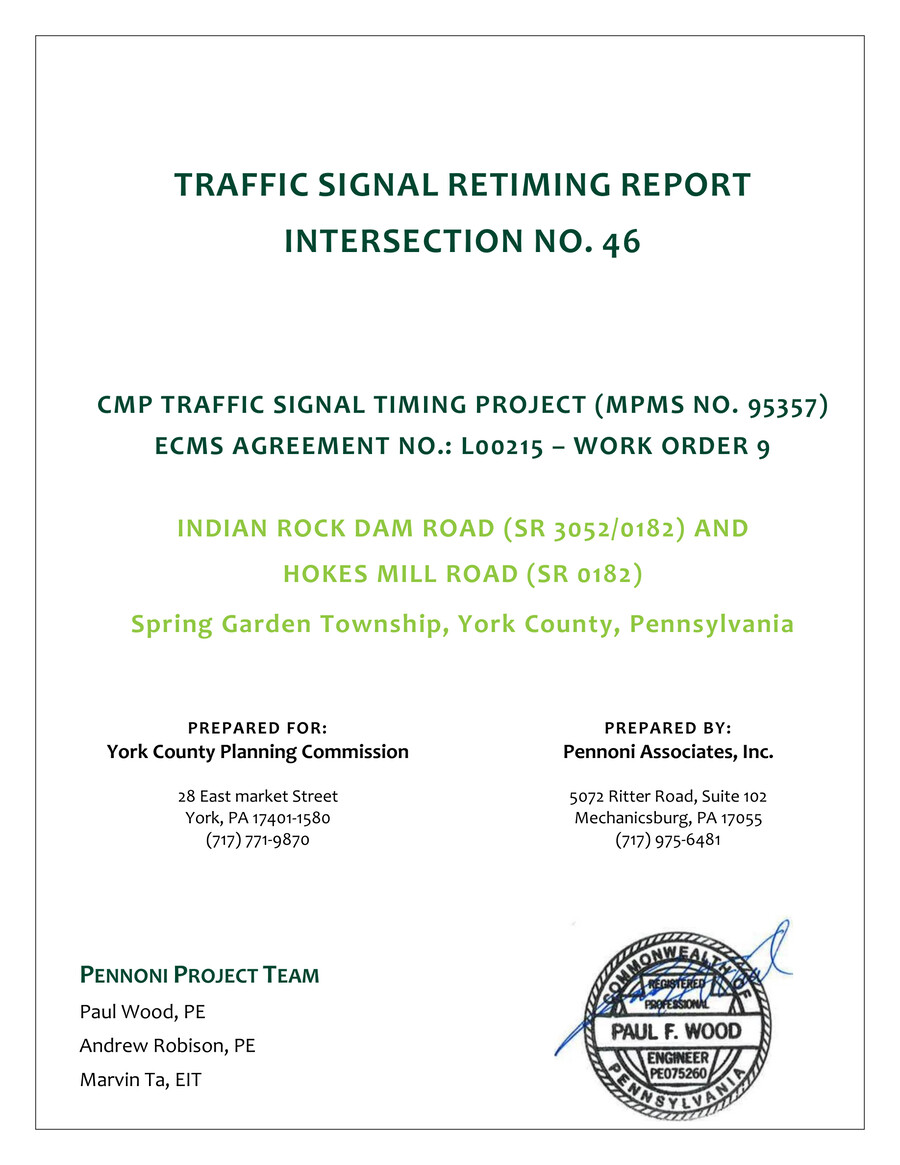 Traffic Signal retiming Report - Intersection No. 46 by Pennoni - Flipsnack