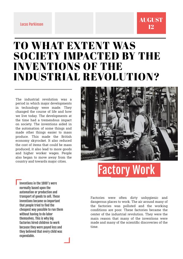 Industrial Revolution Inventions Impact on Society by Lucas - Flipsnack