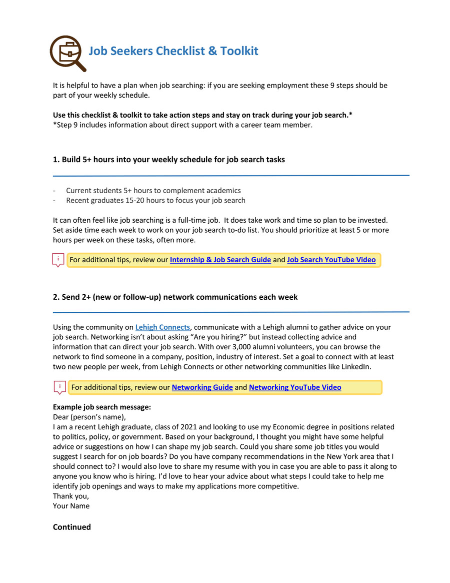Job Seekers - Checklist by Center for Career & P... - Flipsnack