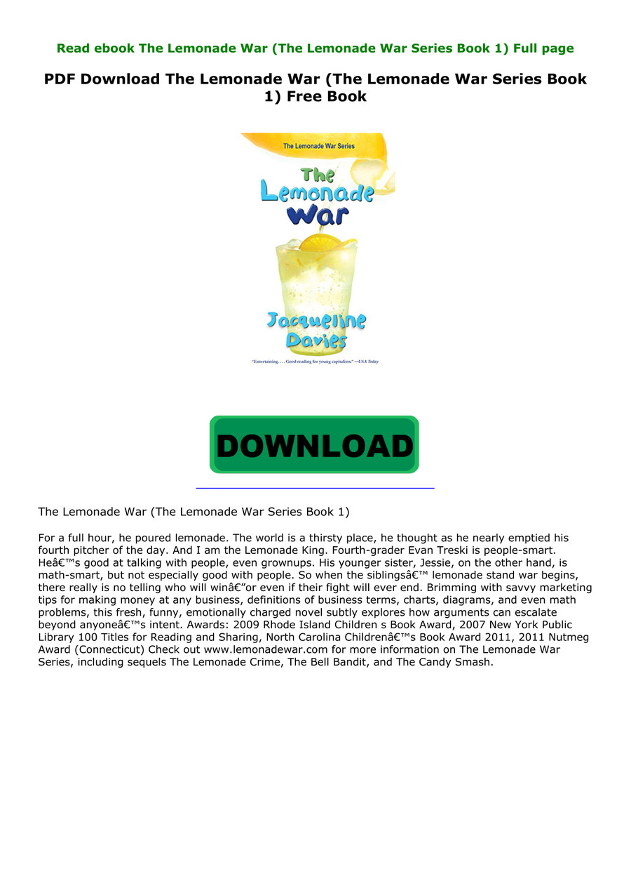 Full Download The Lemonade War (The Lemonade War Series Book by poussie ...
