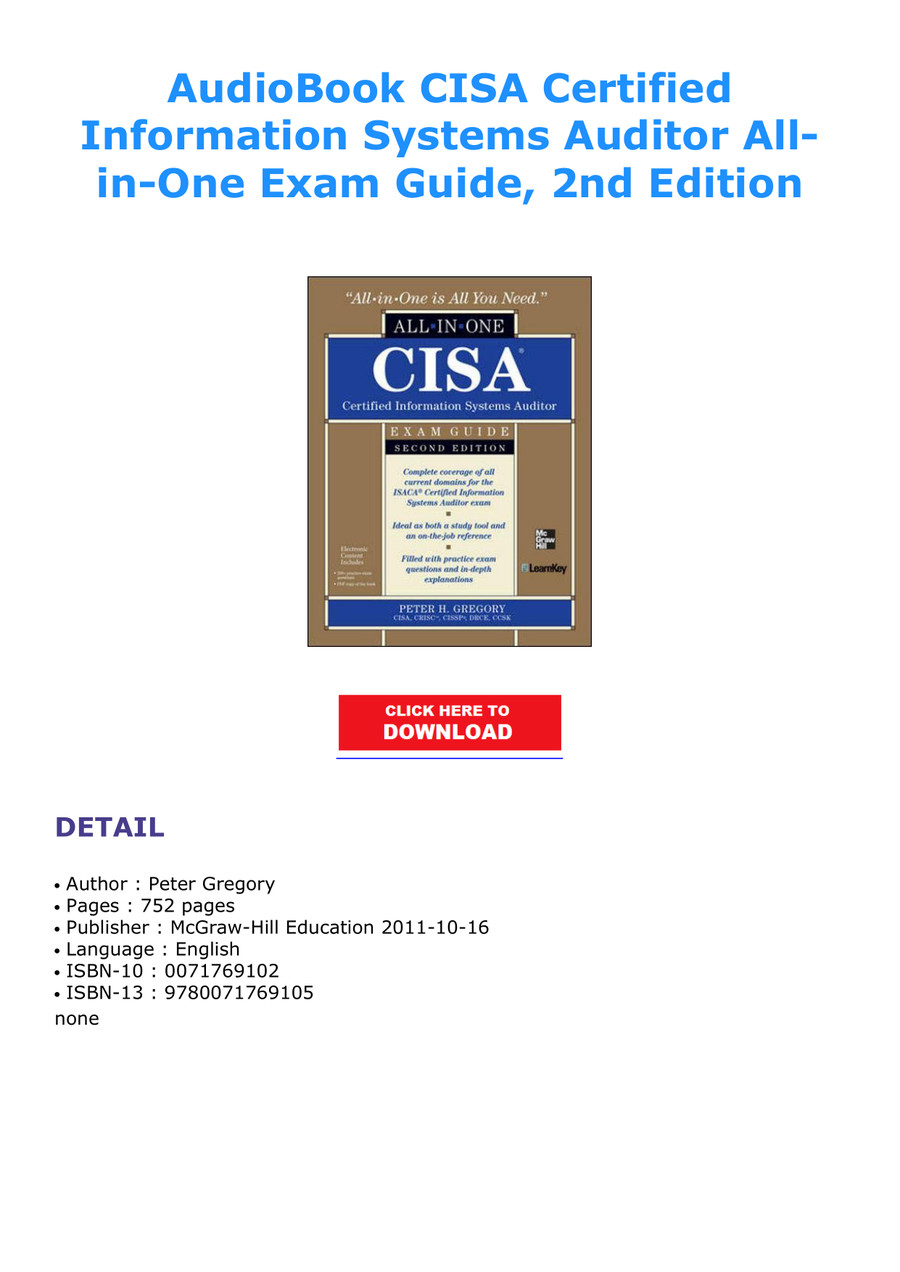Audiobook Cisa Certified Information Systems Auditor All In By