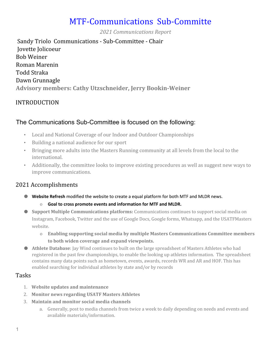 MTF Communications Subcommittee Report by sarah.linehan - Flipsnack