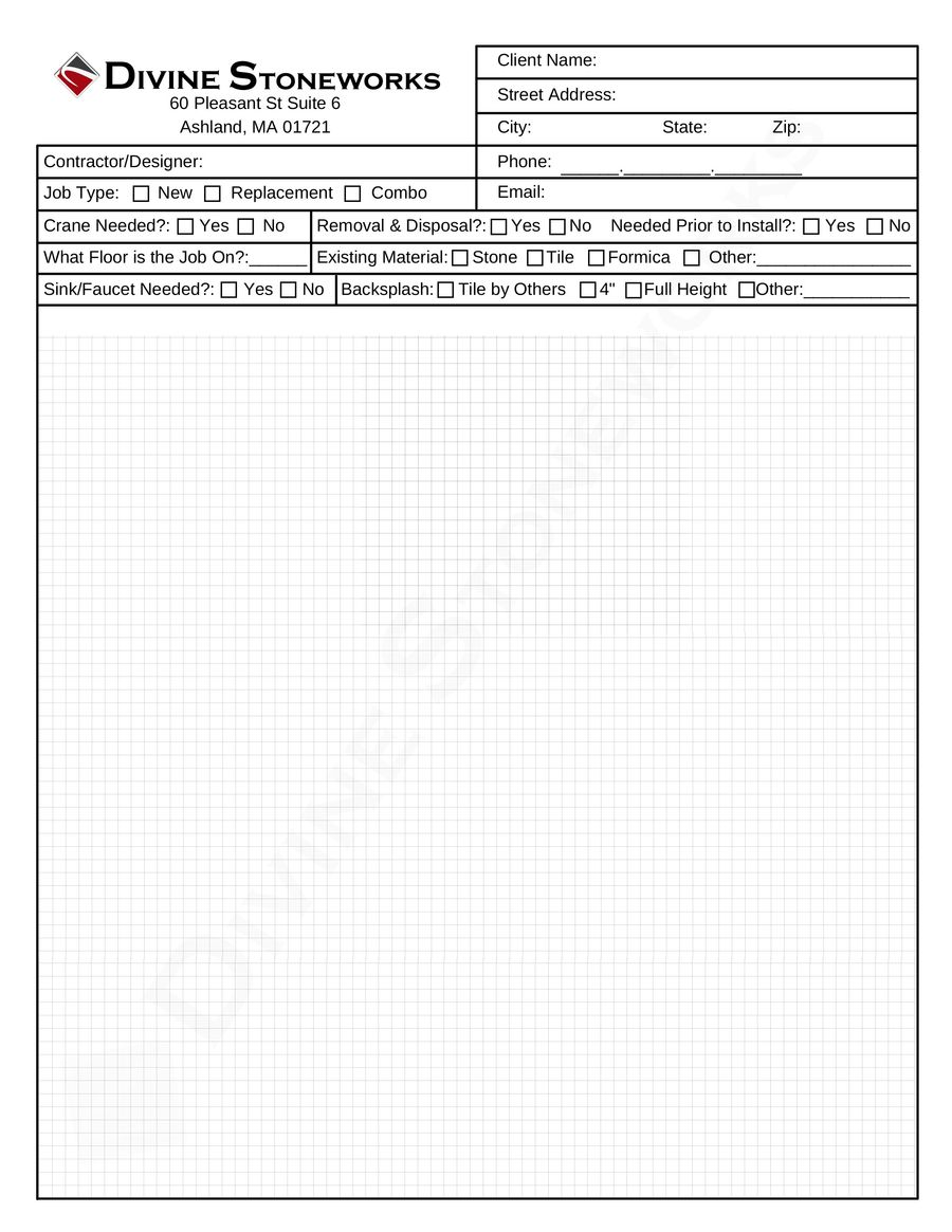 Countertop Estimate Sheet by Divine - Flipsnack