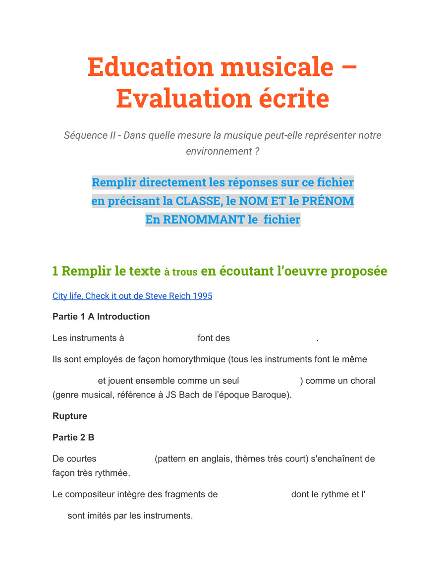 Evaluation écrite séquence II by education musicale - Flipsnack