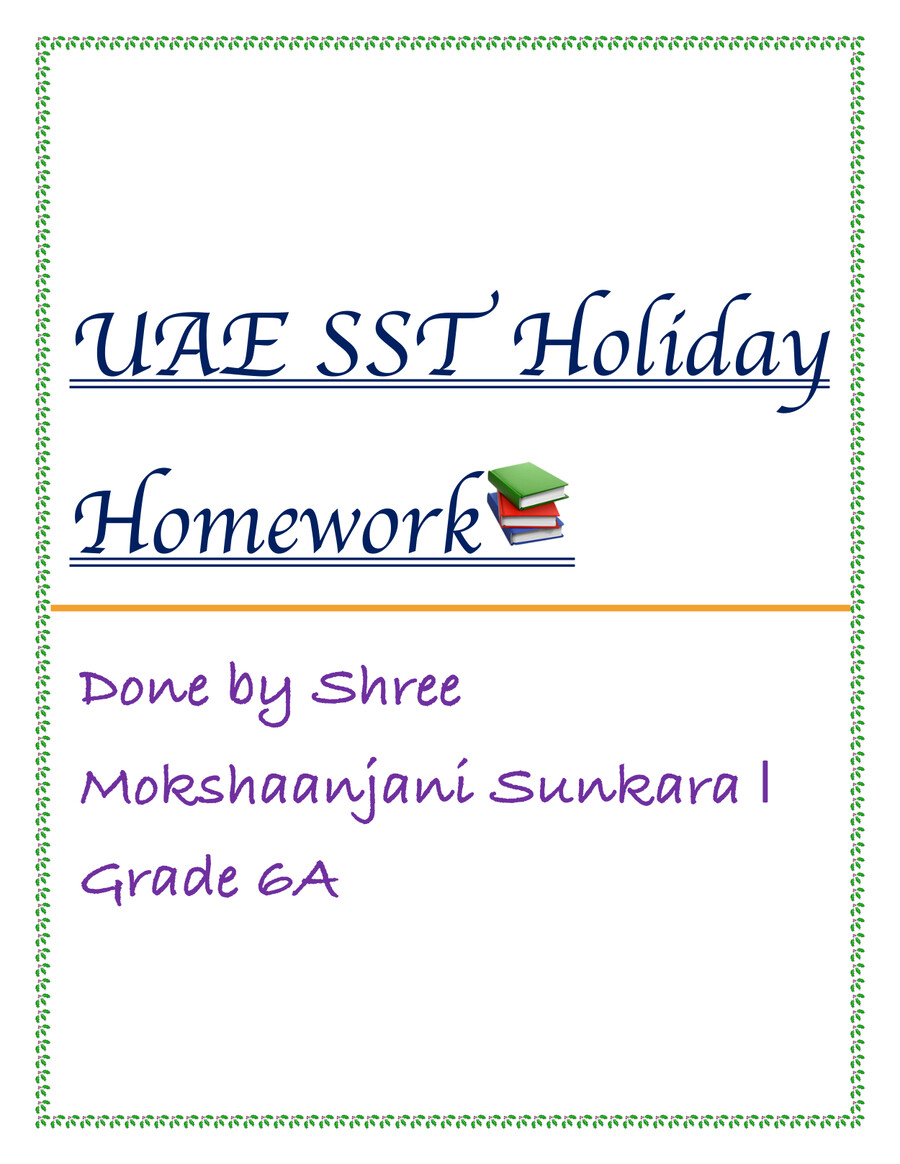 UAE SST HOLIDAY HOMEWORK by Shree... - Flipsnack
