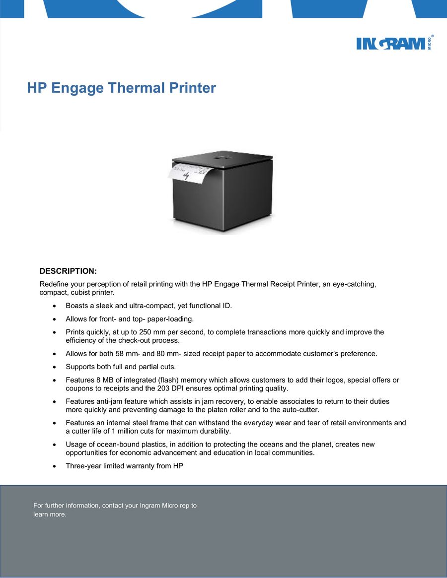 HP Engage Thermal Printer by Ingram Micro...