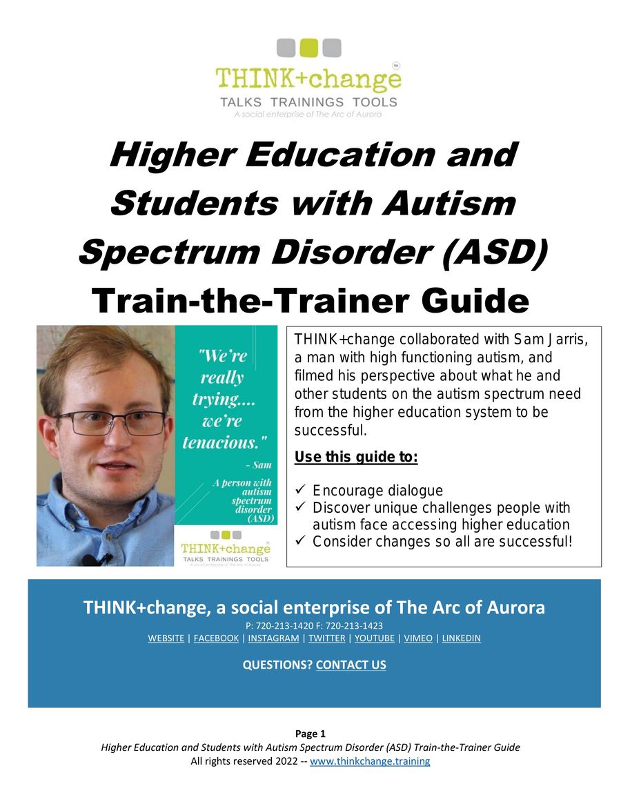 Higher Education and Students with Autism Spectrum Disorder by The Arc ...