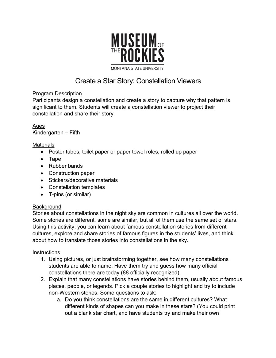 Create a Star Story Activity Guide by Museum of the... - Flipsnack