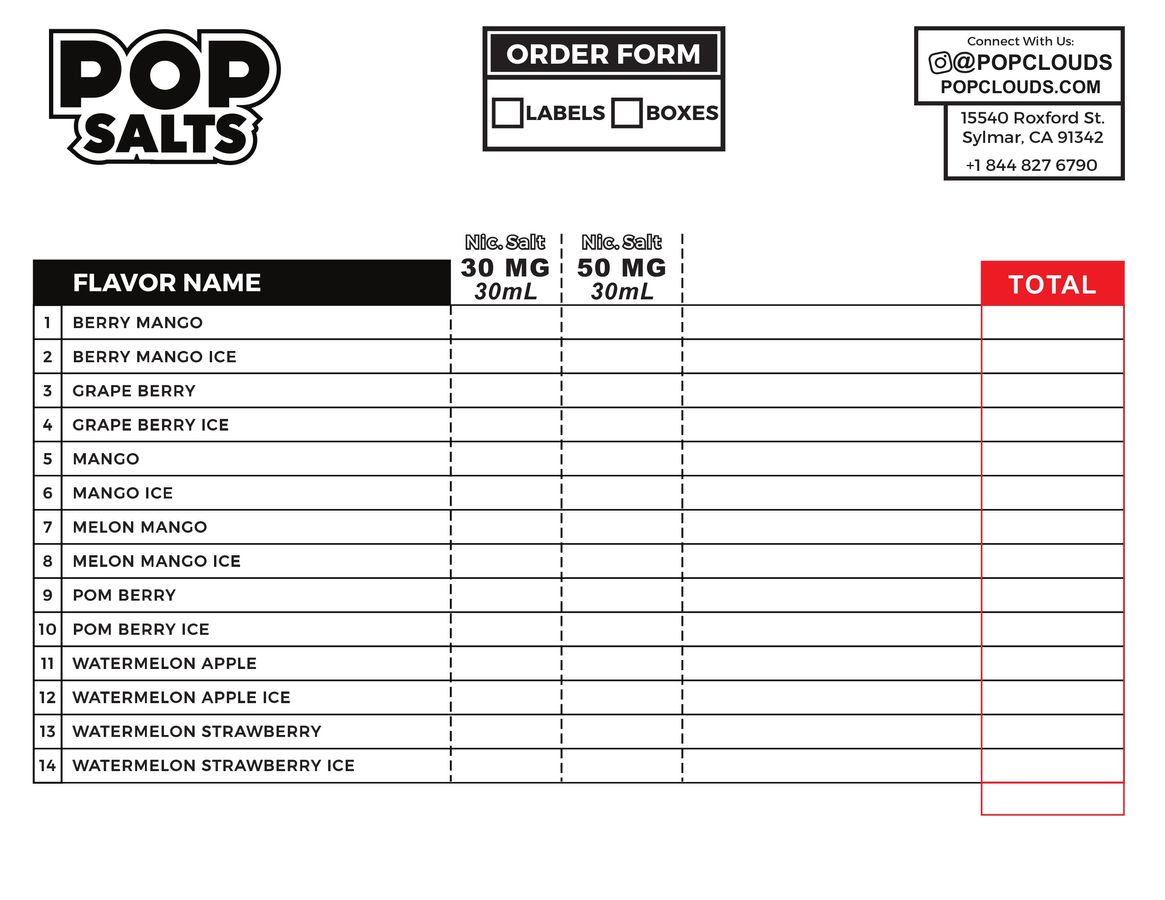 Pop Salts Order Form-Mar 2023-Editable by Daddy's Vapor - Flipsnack