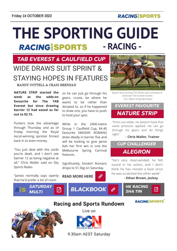 The Sporting Guide - Racing & Sports - 14 October 2022 by Racing and Sports