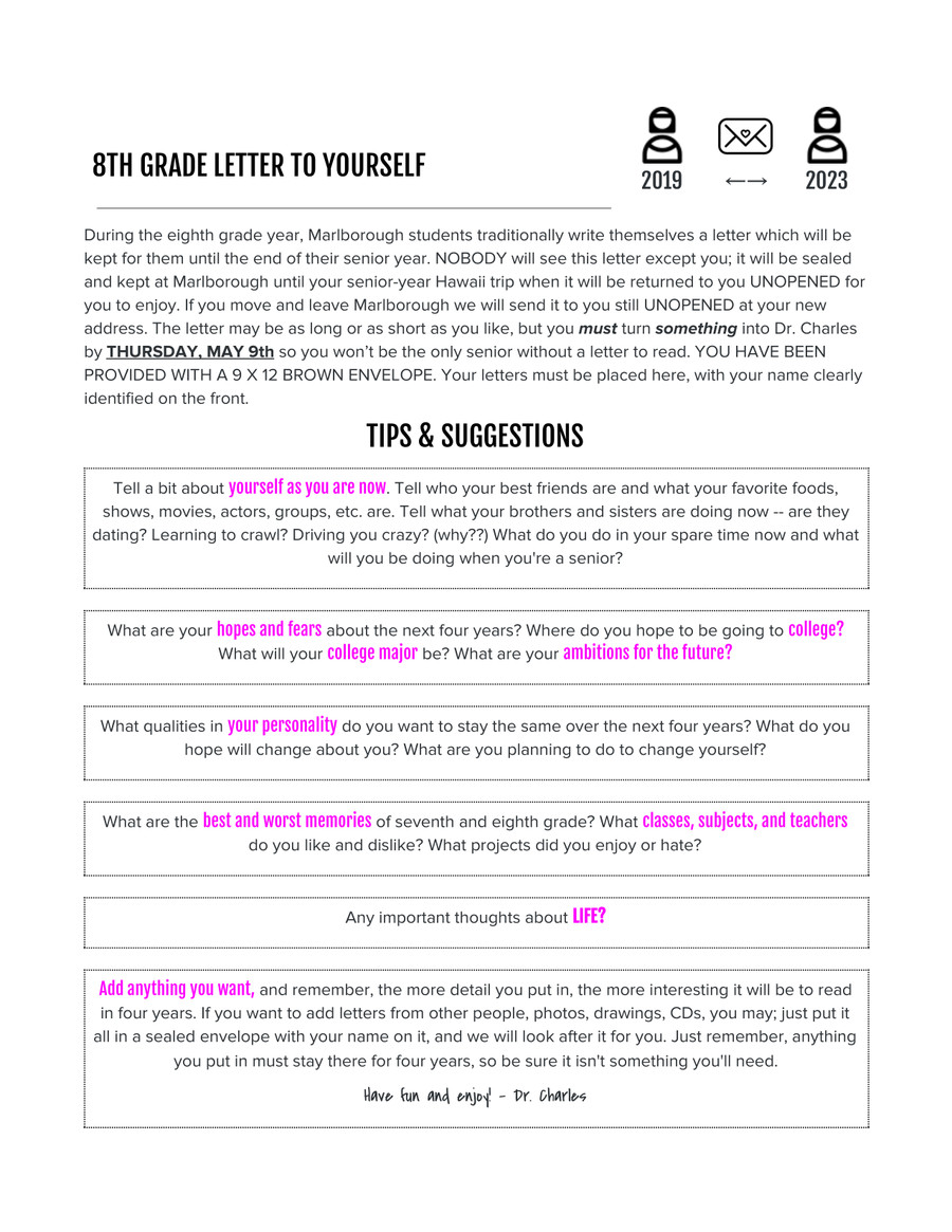 8th Grade Letter to Yourself - Tips by marlboroughesiichem - Flipsnack