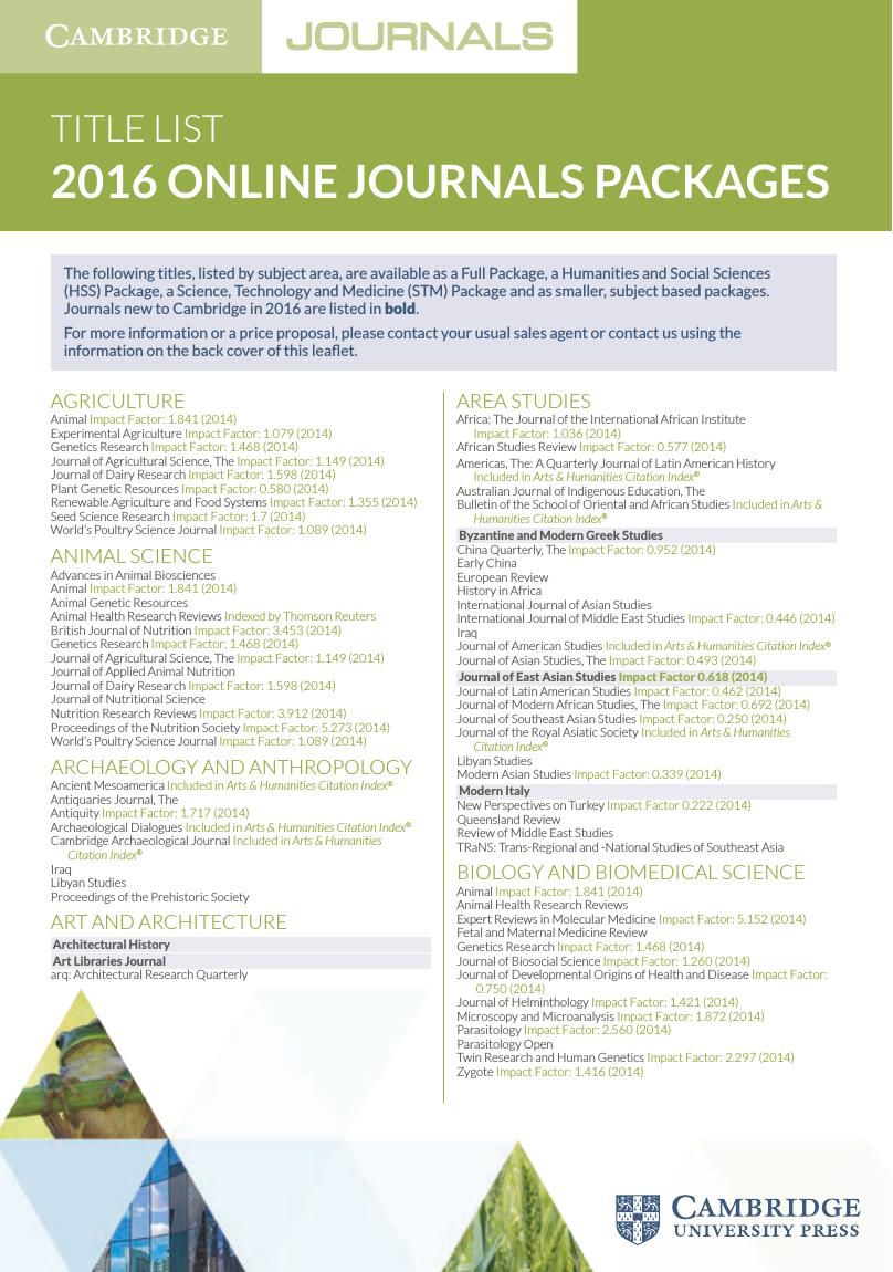 2016 Cambridge Journals Online package List by camjnls - Flipsnack