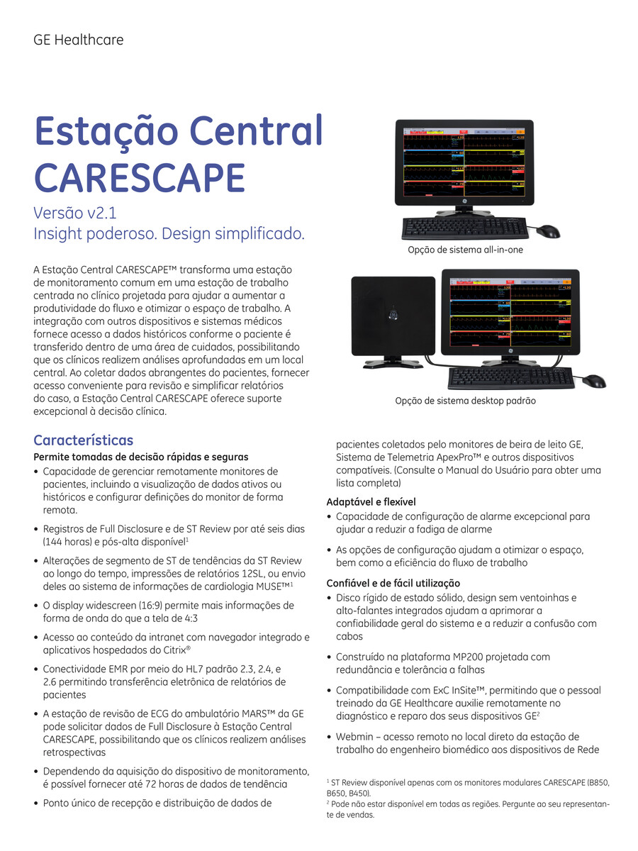 CARESCAPE Central Station Spec_sheet_Portugues2020 by WDCOM - Flipsnack