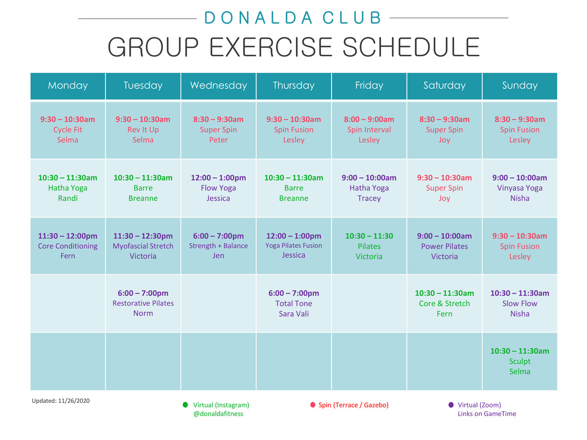 Group Ex Schedule December- Spin & Virtual by Donalda Club - Flipsnack