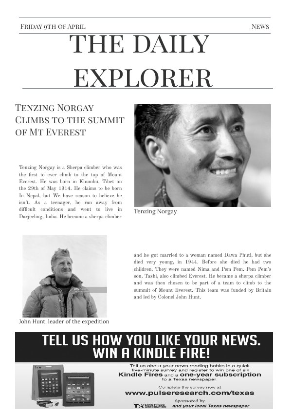 INS Newspaper Tenzing Norgay by Quentin VANOYE - Flipsnack