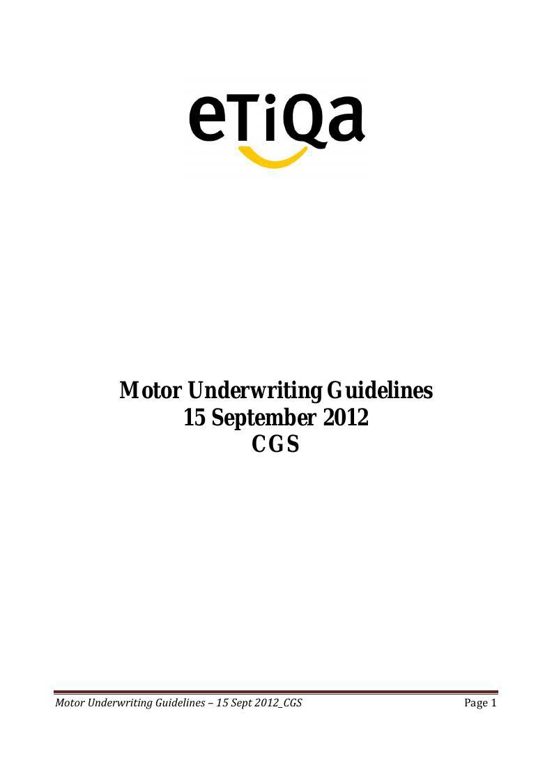 Motor Underwriting Underwriting Guidelines 2012_CGS v1.0 by ABA8223 ...