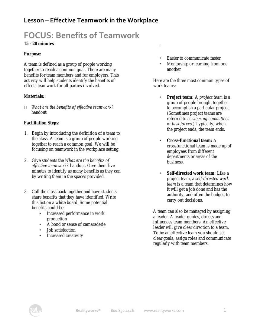 Career Activity - Teamwork by Marcus Tiro... - Flipsnack