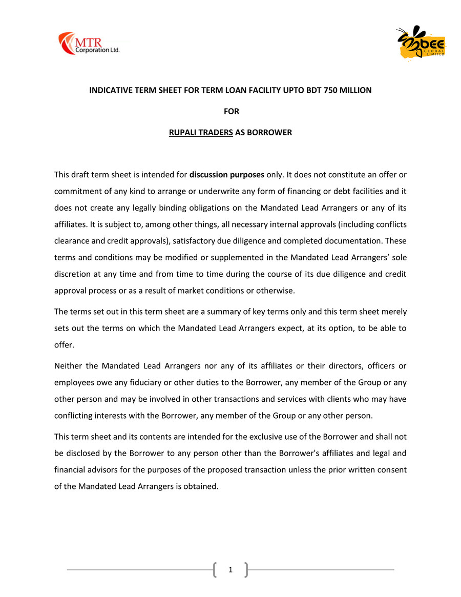 INDICATIVE TERM SHEET JV by md. iqbal hossain - Flipsnack