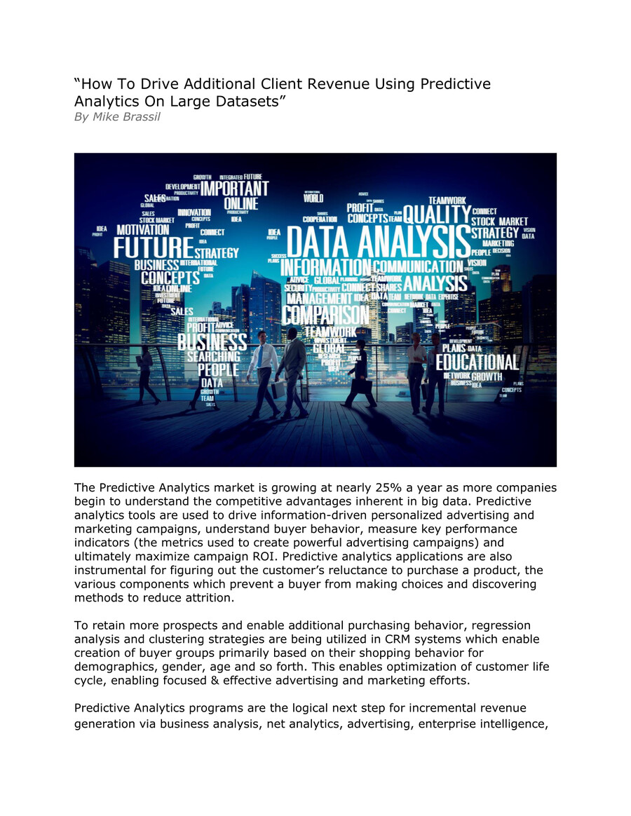 Data Analytics / Predictive Analysis by Mike Brassil by Mike Brassil - Flipsnack