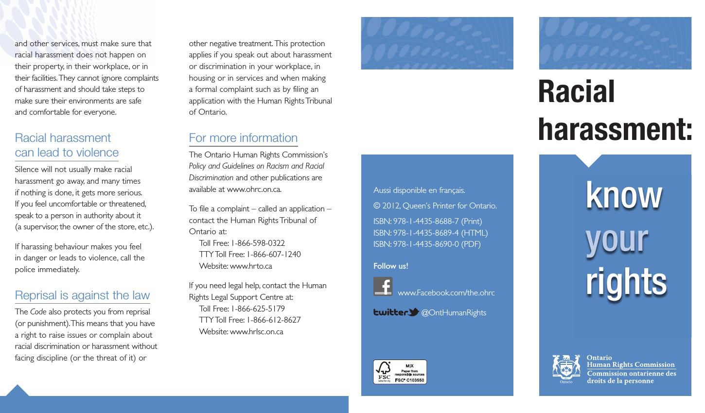 Racial harassment pamphlet by Ciril George - Flipsnack