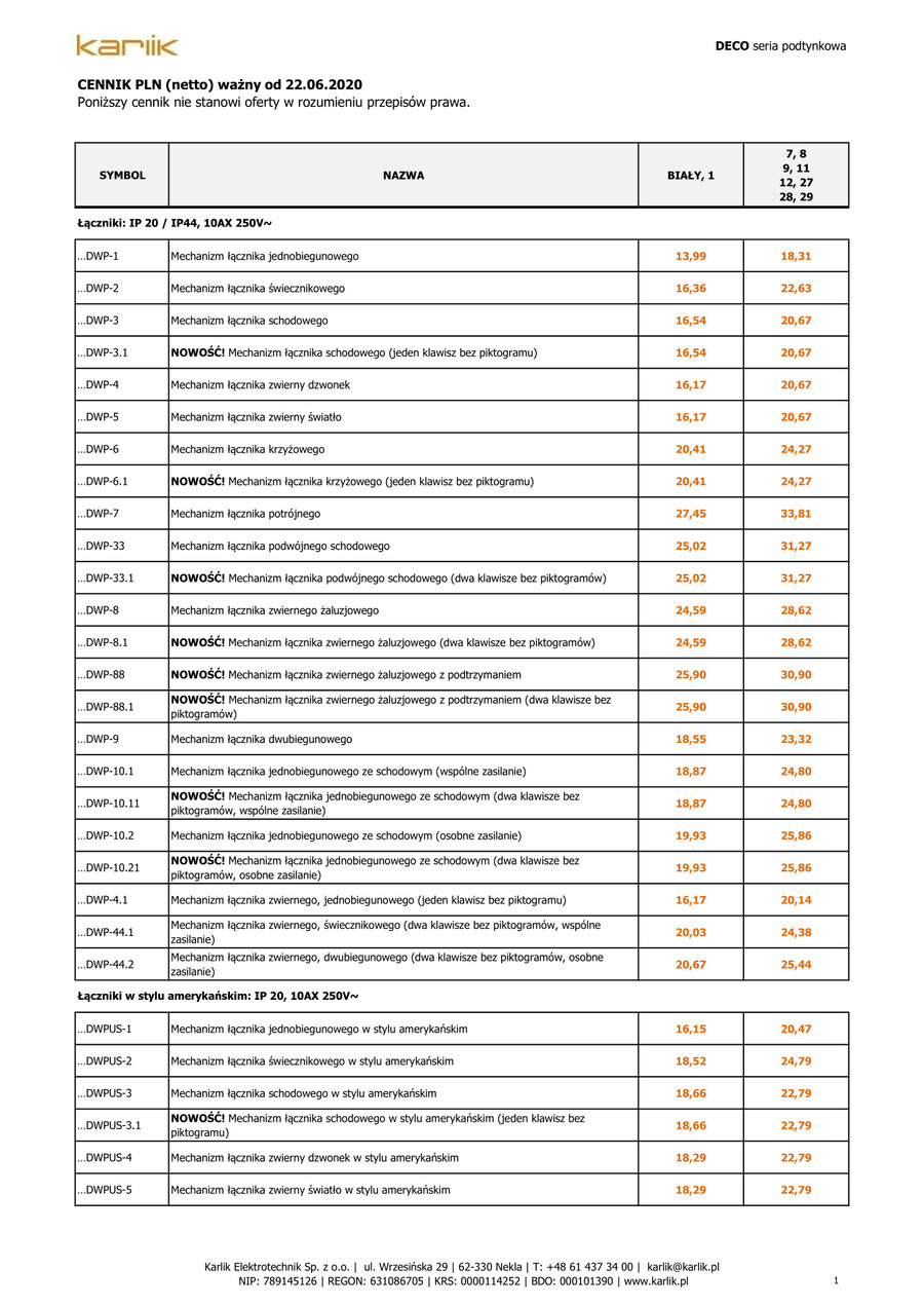 Cennik pdf _ format A4 (ważny od 22.06.2020r.) _ aktualizacj by Piotr Szocik - Flipsnack