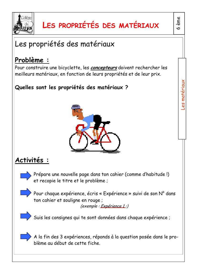 Les propriétés des matériaux 6ème by mouvet - Flipsnack